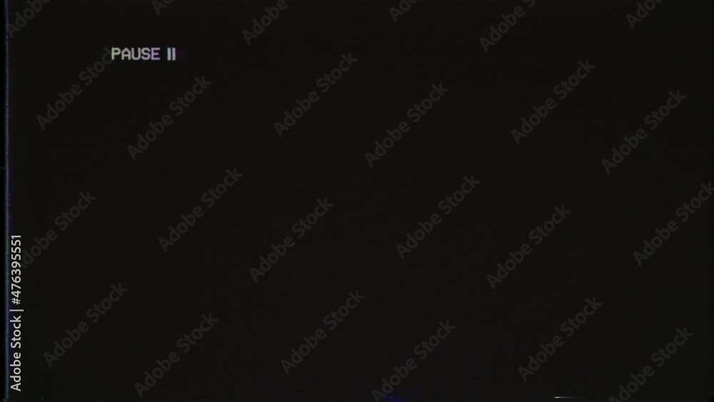 VCR Pause button interface overlay. VHS defects, artifacts and noise ...