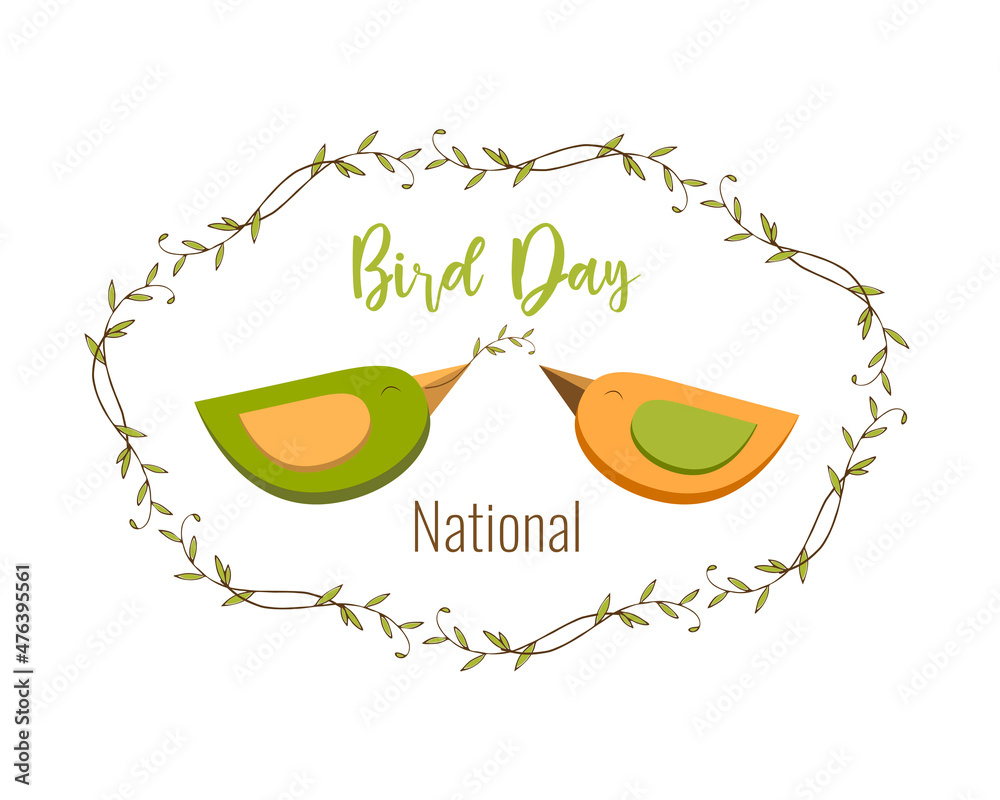 National World Bird Day. Logo icon sticker label emblem. Isolated ...