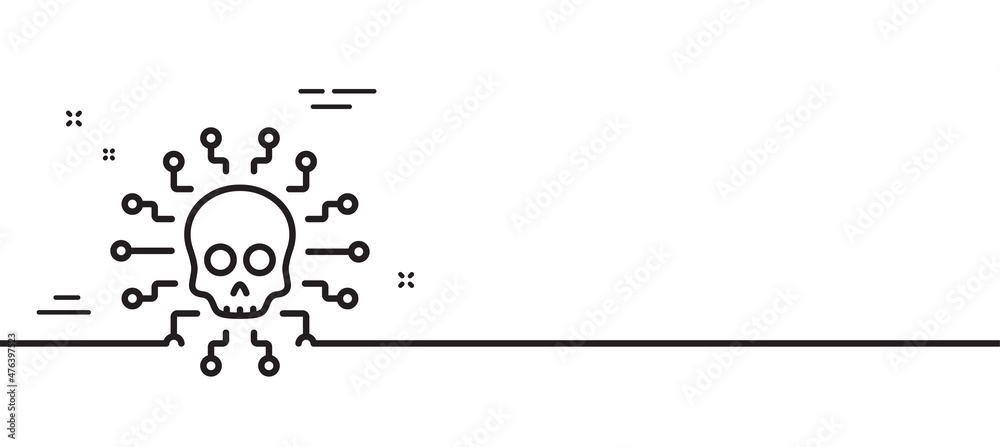 Cyber attack line icon. Ransomware threat sign. Hacker network symbol ...