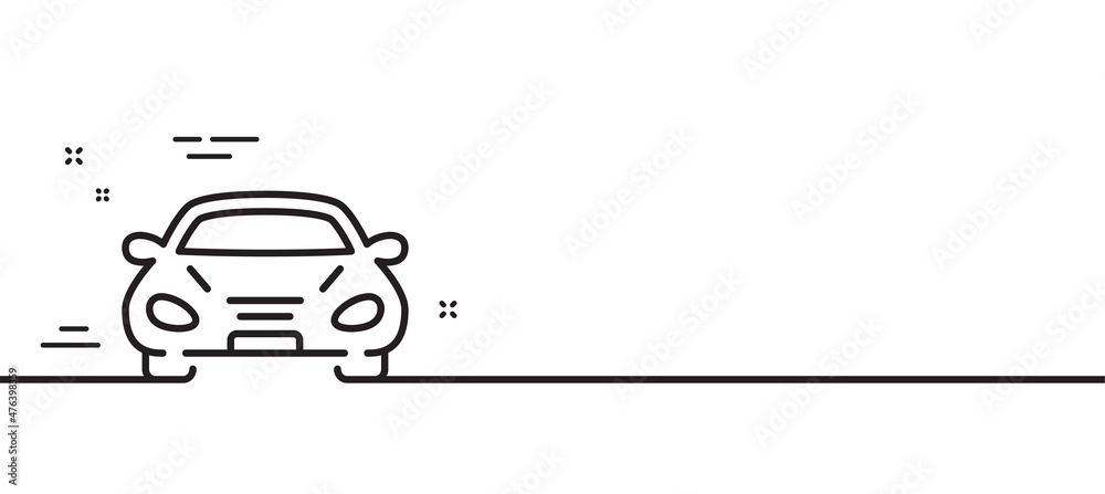 Car transport line icon. Transportation vehicle sign. Driving symbol ...