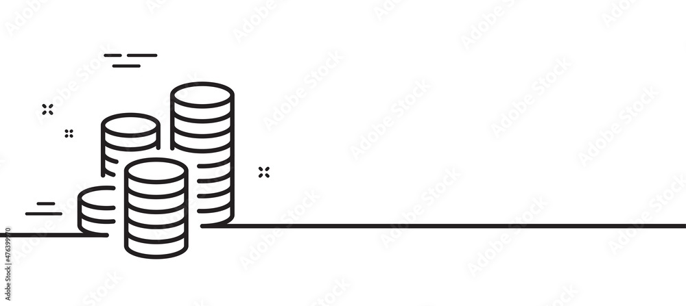 Coins line icon. Cash money sign. Business income symbol. Minimal line ...