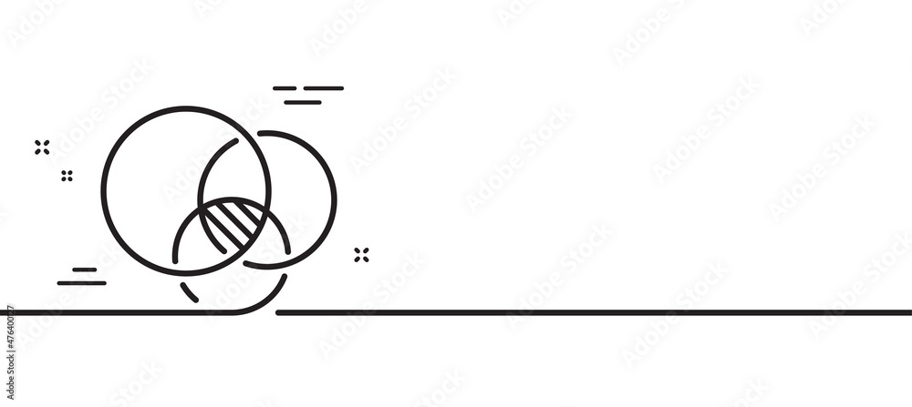 Euler diagram line icon. Eulerian circles sign. Relationships chart ...