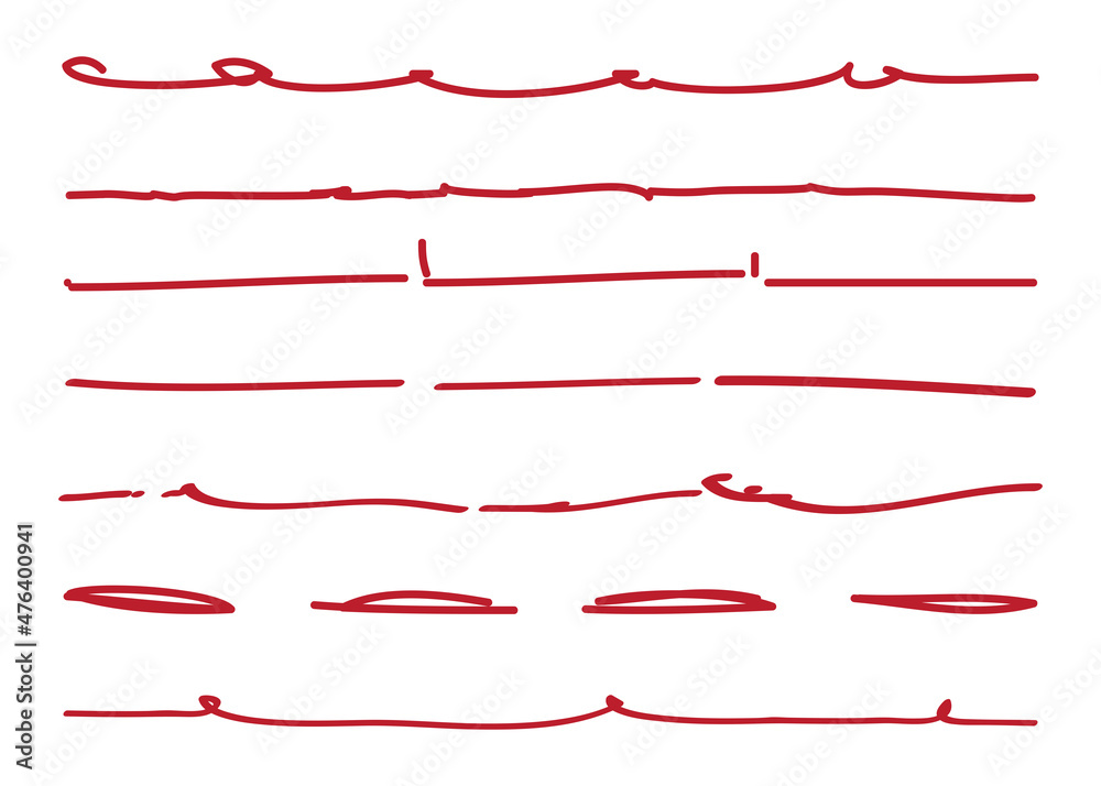 Lines hand drawn vector set isolated on white background. Collection of ...