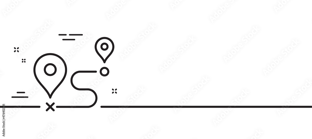 Journey line icon. Road path sign. Route map distance symbol. Minimal ...