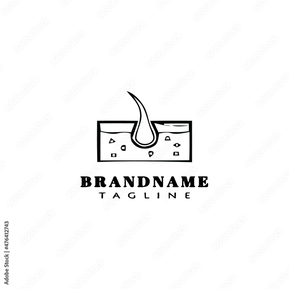 hair in skin logo cartoon template black icon isolated vector Stock ...
