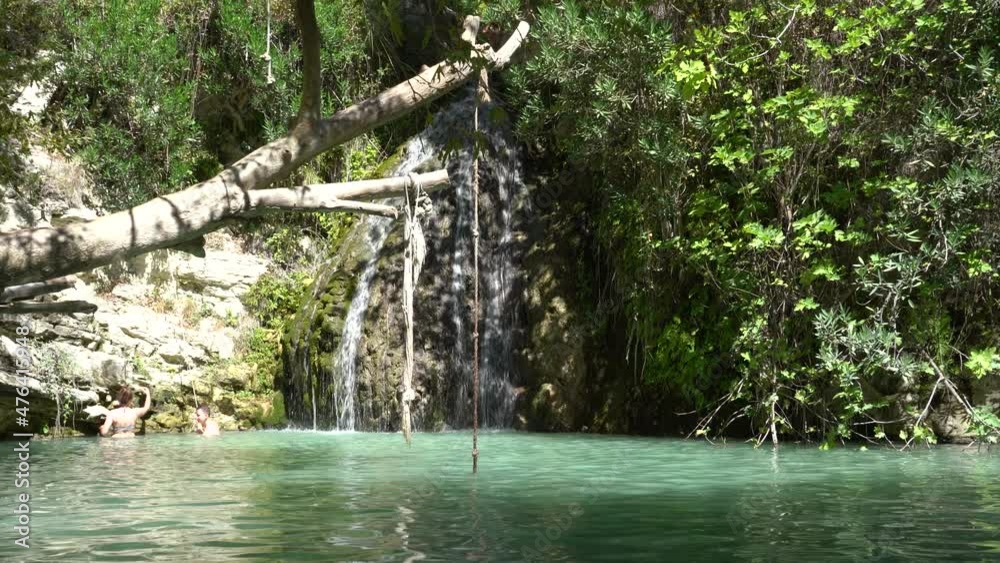 Cyprus, Paphos - August 2021: Adonis Baths Waterfalls. A two-level ...