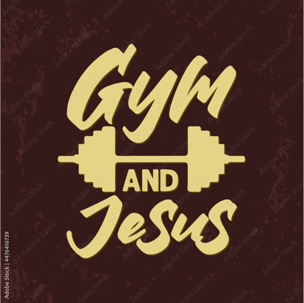 Gym and jesus vintage fitness gym workout t shirt design Stock Vector ...