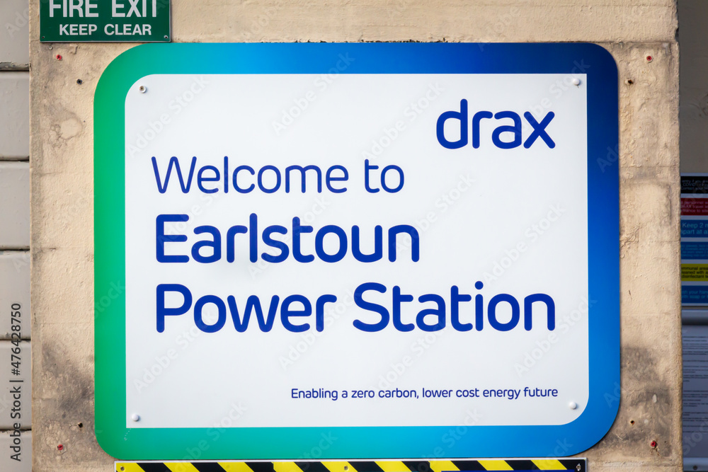 Drax sign for Earlstoun Power Station on the Galloway Hydro Electric ...