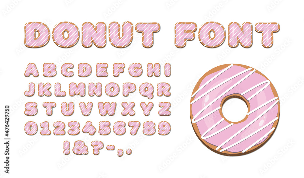 Donut font Pink glazed donut letters and numbers Doughnut alphabet ...