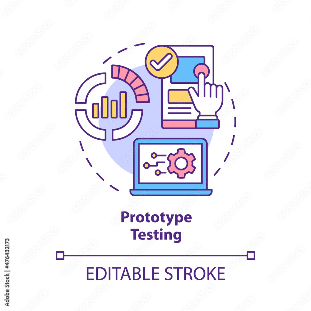 Prototype testing concept icon. Digital twin task abstract idea thin ...