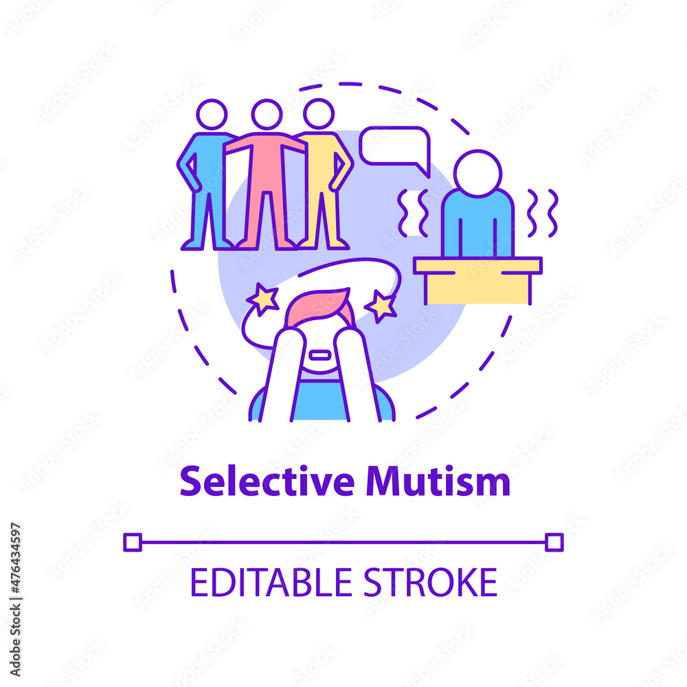 Selective mutism concept icon. Communication problem. Mental anxiety ...