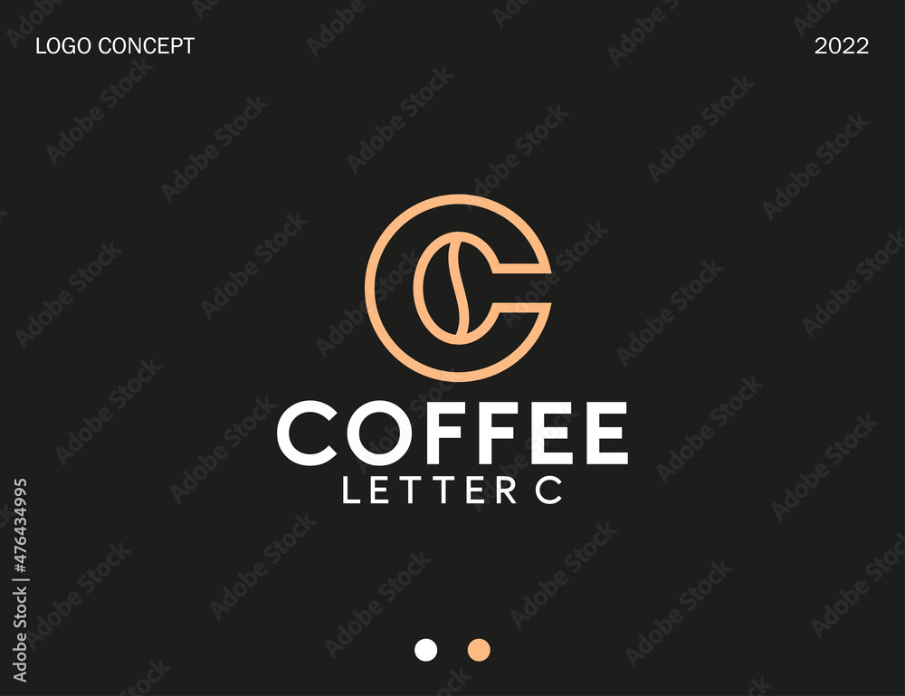Abstract modern coffee logo design with letter C for identity, business ...