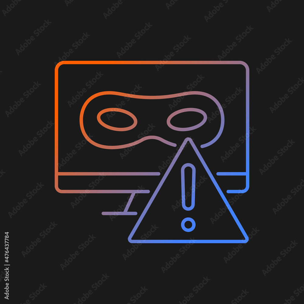 Rootkit gradient vector icon for dark theme. Clandestine malicious ...