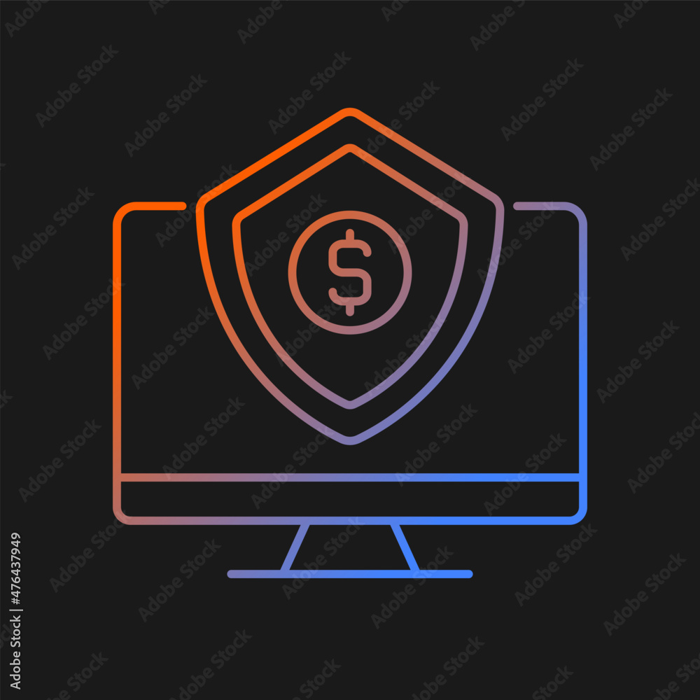 Cyber insurance gradient vector icon for dark theme. Business liability ...