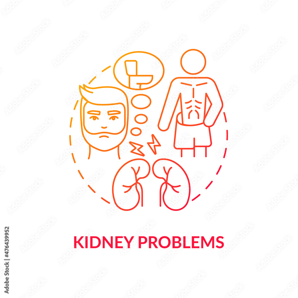 Kidney problems red gradient concept icon. Blood filtration organs ...