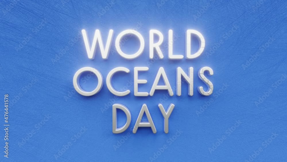 World Oceans day text inscription, underwater ecology conservation ...
