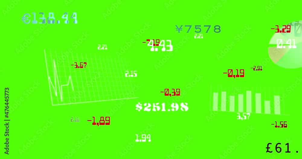 Animated 3D bar graphs and pie graphs. Stock market animation counting ...