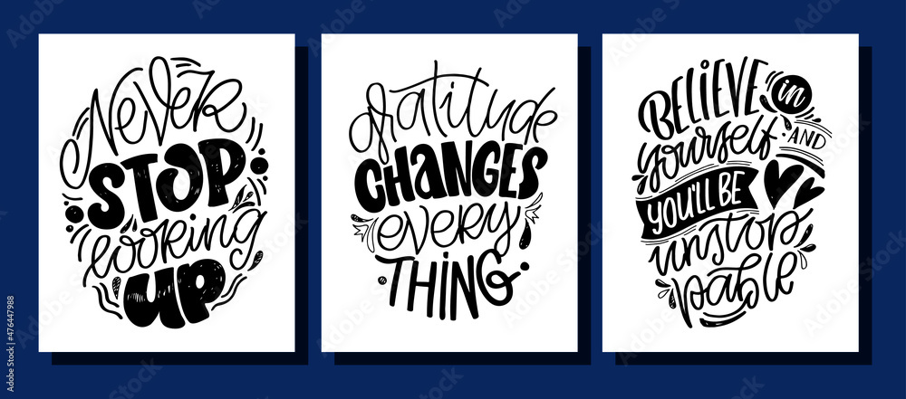 Cute lettering postcard about life. Hand drawn doodle lettering poster ...