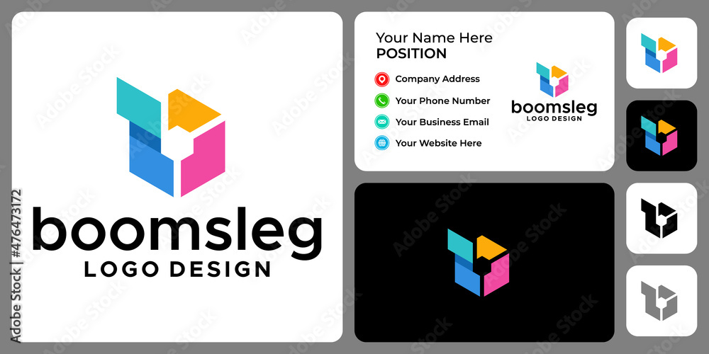 Letter b monogram media logo design with business card template. Stock ...