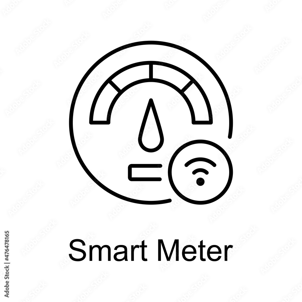 Smart Meter vector outline icon for web isolated on white background ...