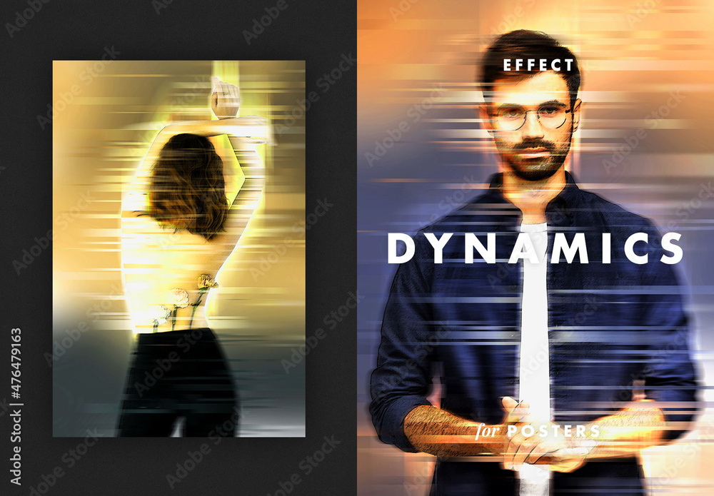 Dynamics Motion Blur Poster Photo Effect Mockup Stock Template | Adobe ...