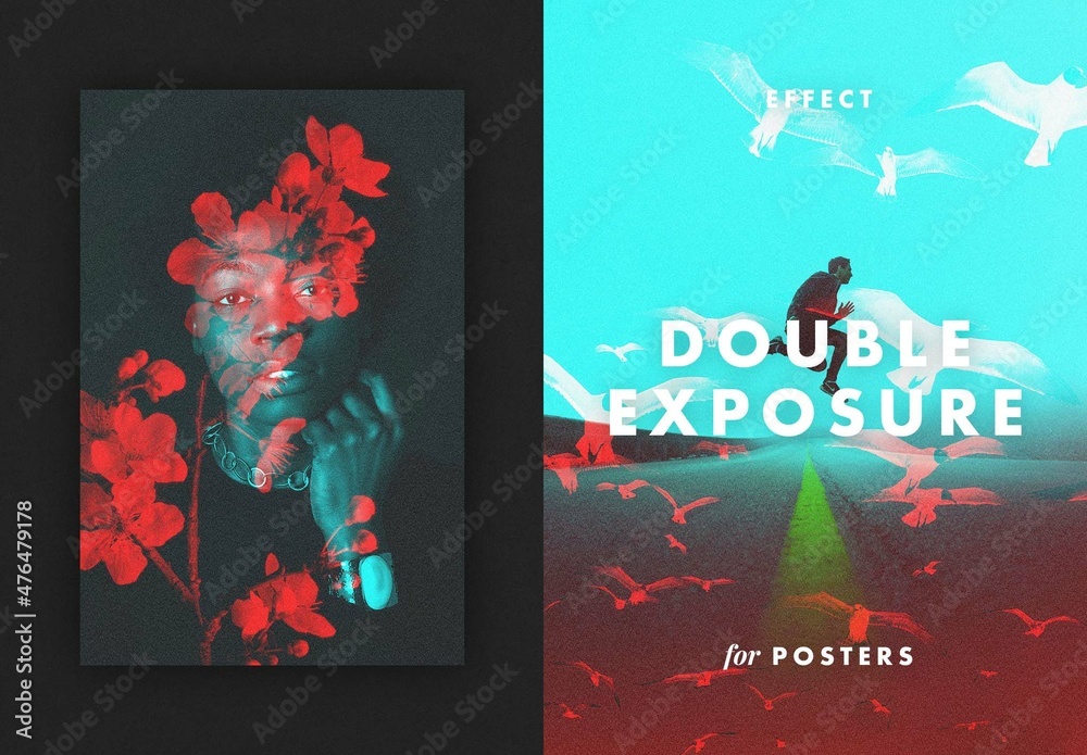 Double Exposure Poster Photo Effect Mockup Stock Template | Adobe Stock