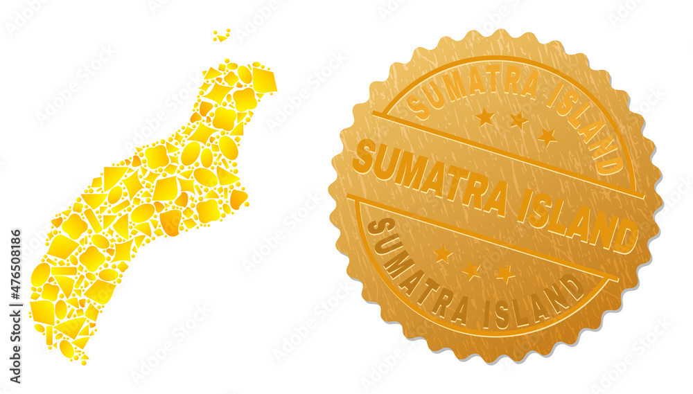 Vetor de Golden composition of yellow spots for Niihau Island map, and ...