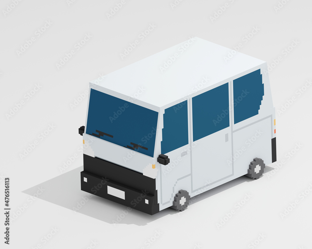 Mini van, a digital art of Asian transportation white small van car ...