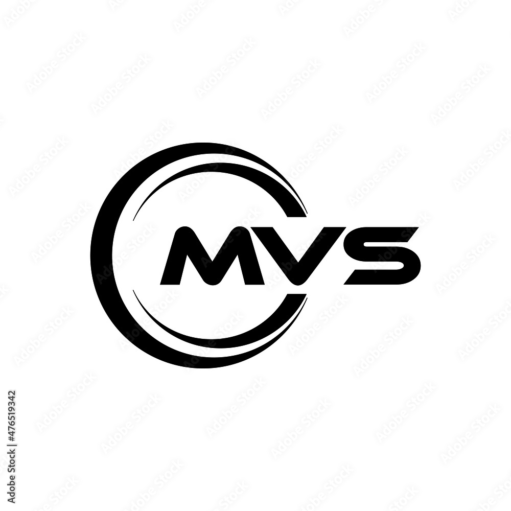 Vetor do Stock: MVS letter logo design with white background in ...