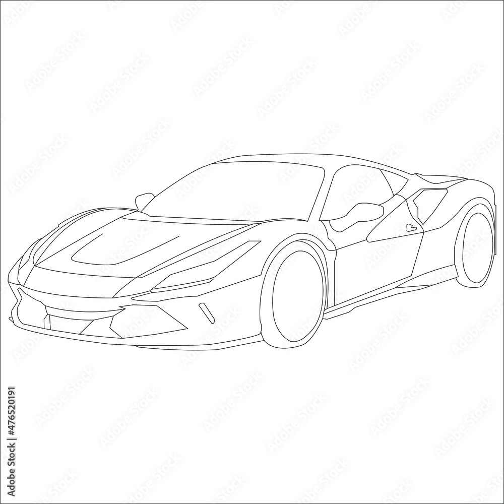 sketch of a supercar. Stock Vector | Adobe Stock