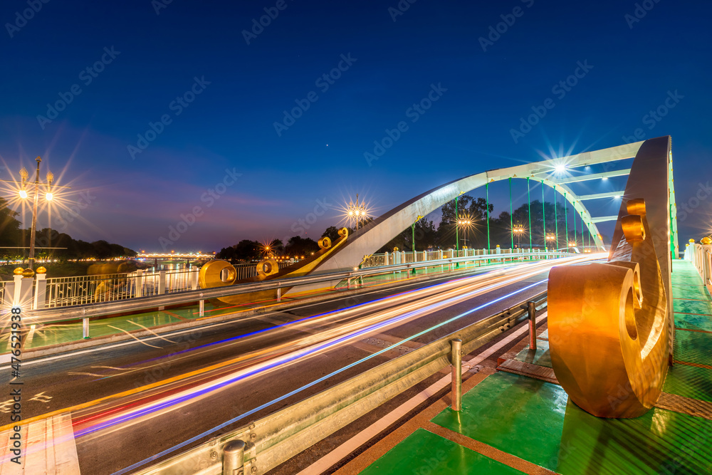 light Chan Palace Bridge over the Nan River (Wat Phra Si Rattana ...