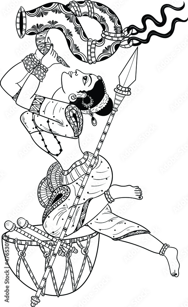 Indian woman playing on nagada indian wedding music instrumental ...