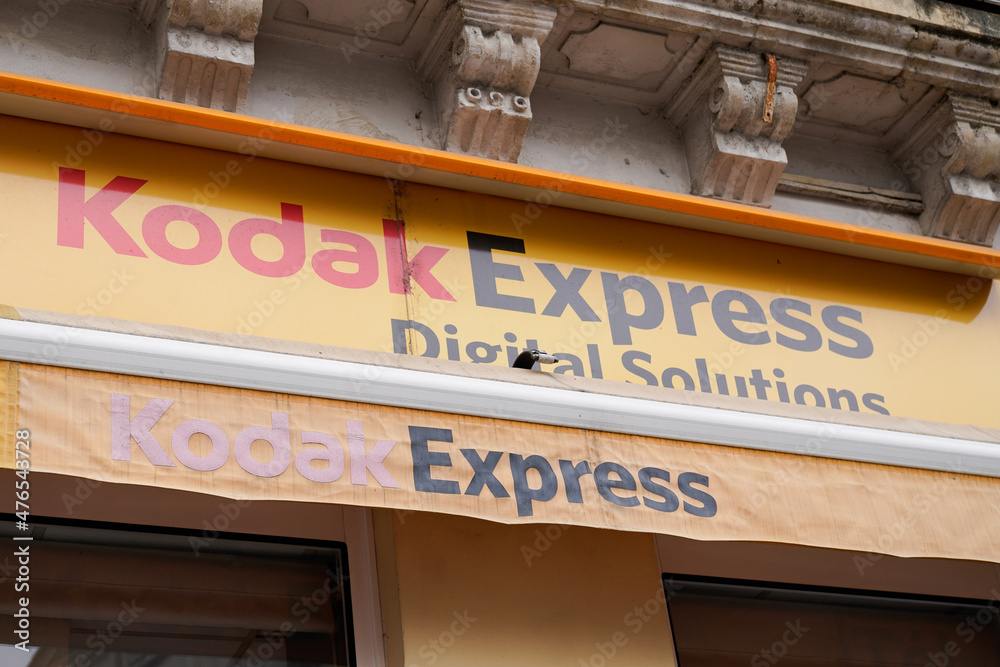 Kodak express digital solutions logo sign and brand logo front of ...