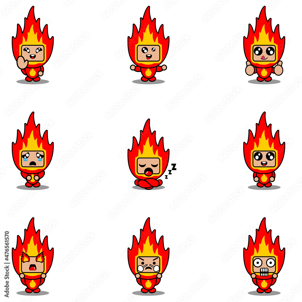 vector illustration of cartoon character mascot costume set bundle ...