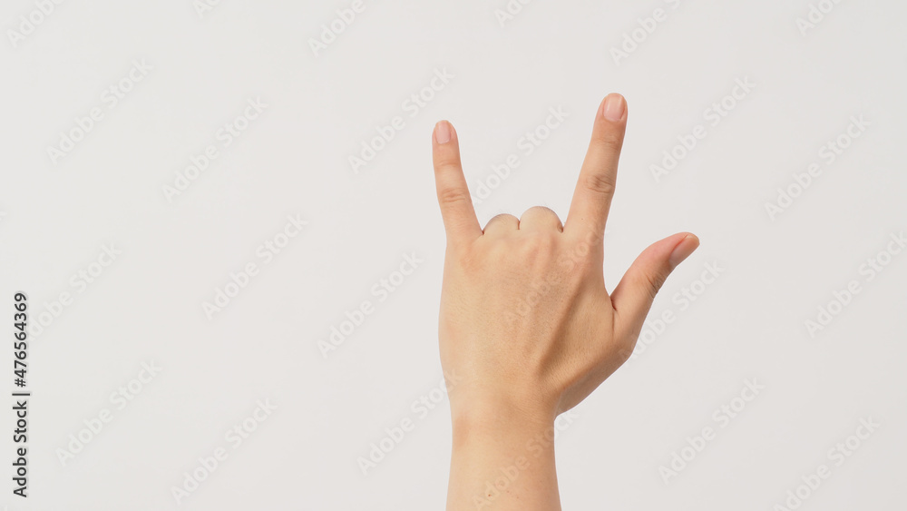 L.C. (Leah culver) Gangster hand signs on white background. Stock Photo ...