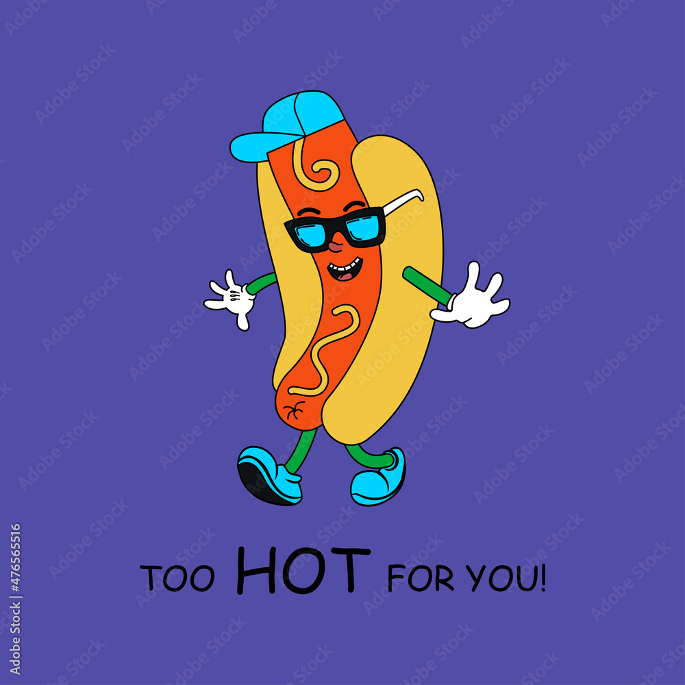 Retro fast food mascot illustrations. Old cartoon style character. Cool ...
