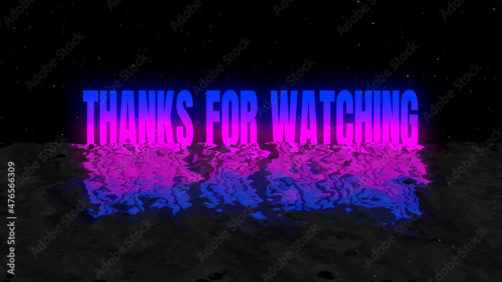 Thanks For Watching 80s retro video text outro effect isolated on ocean ...