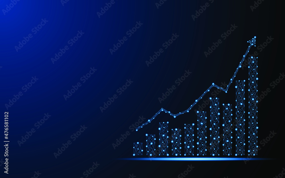 Abstract growth chart. Business growth strategy ideas. Digital low poly ...