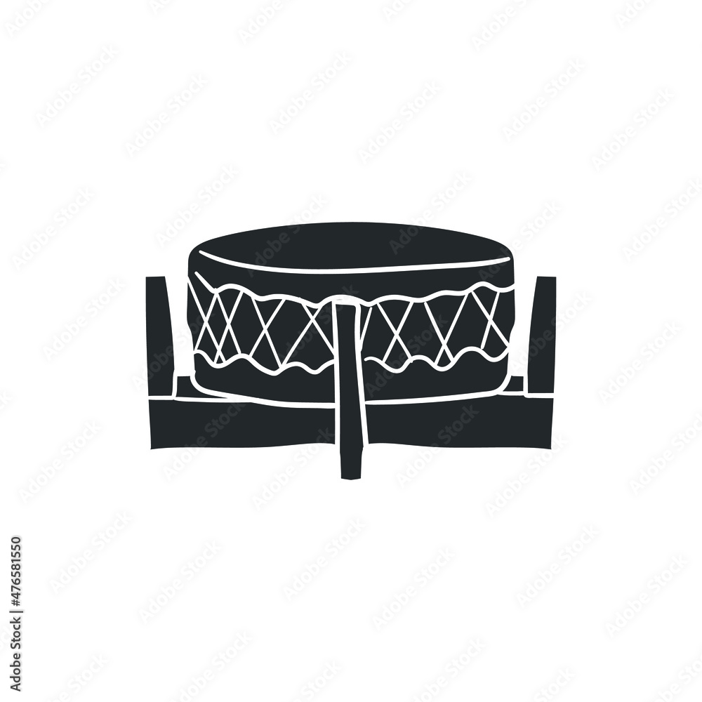 Native Drum Icon Silhouette Illustration. Tribal Instrument Vector ...