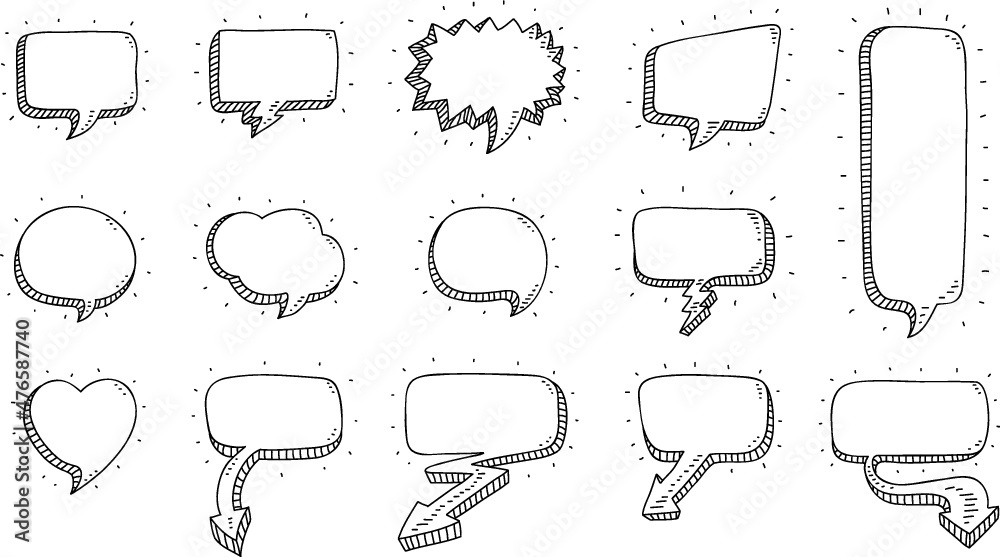 Sketchy speech bubbles set with arrows directions. Sketchy speech ...