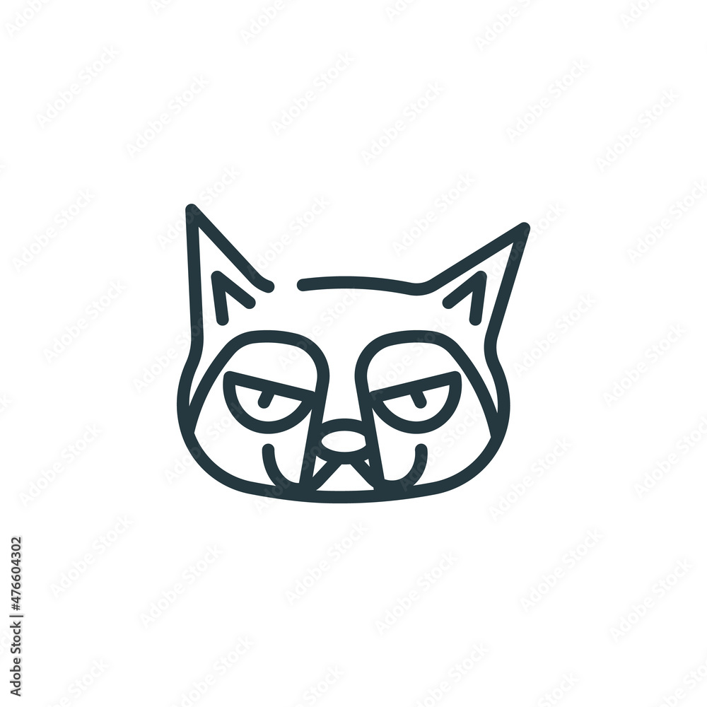grumpy cat thin line icon. grumpy, character linear icons from cat ...