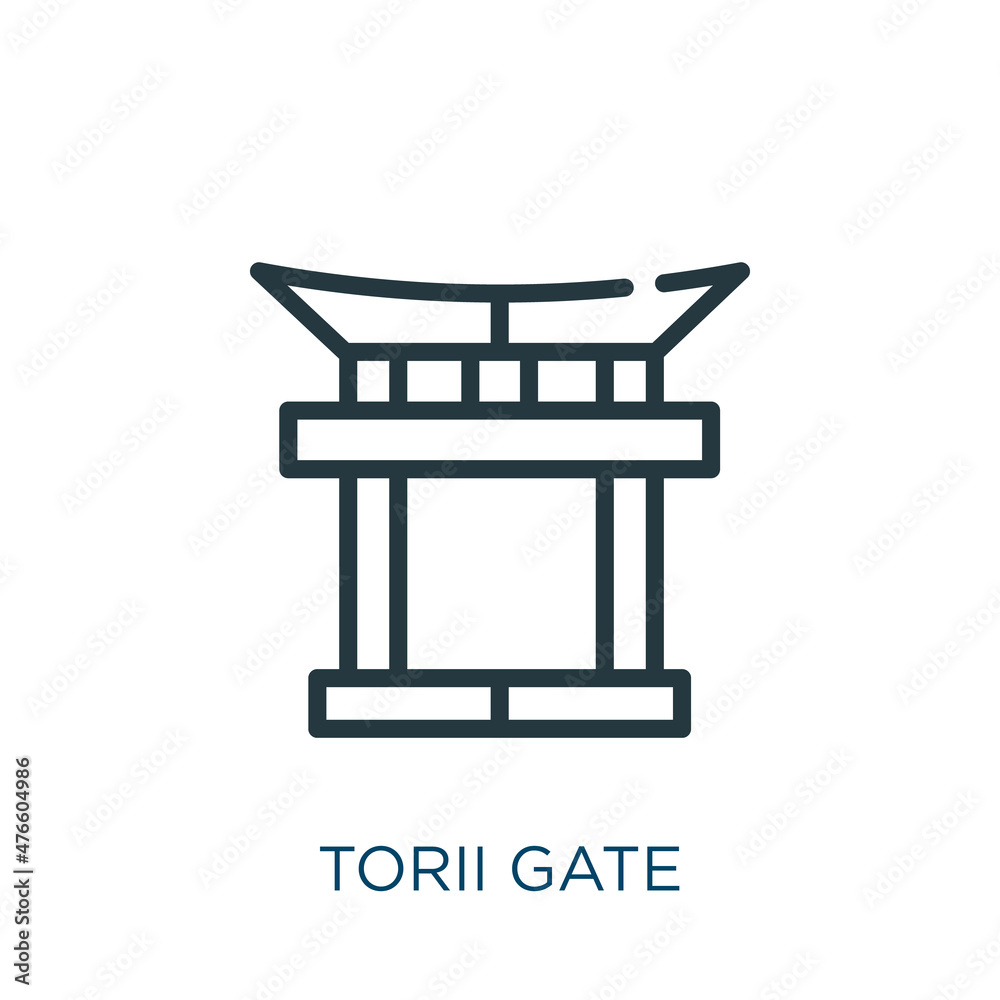 torii gate thin line icon. japan, torii linear icons from asian concept ...