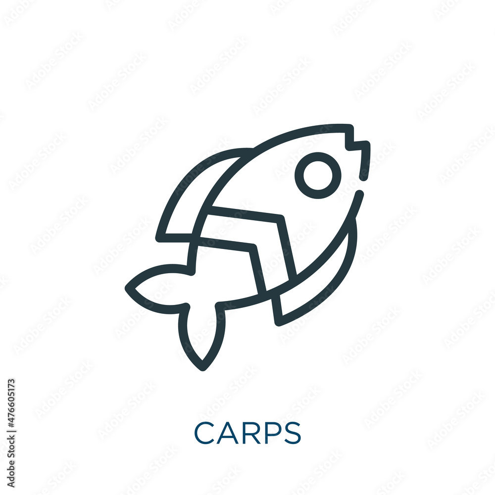 carps thin line icon. carp, seafood linear icons from asian concept ...