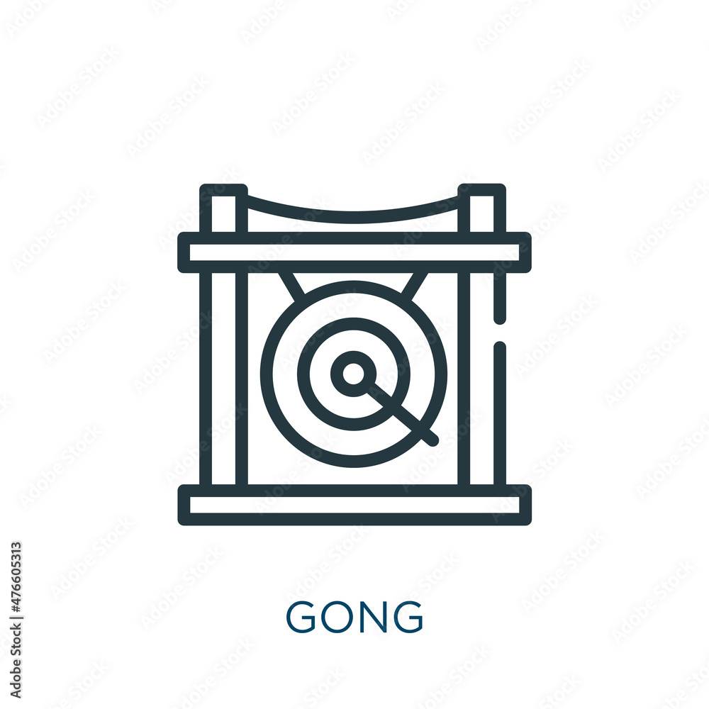 gong thin line icon. music, traditional linear icons from asian concept ...