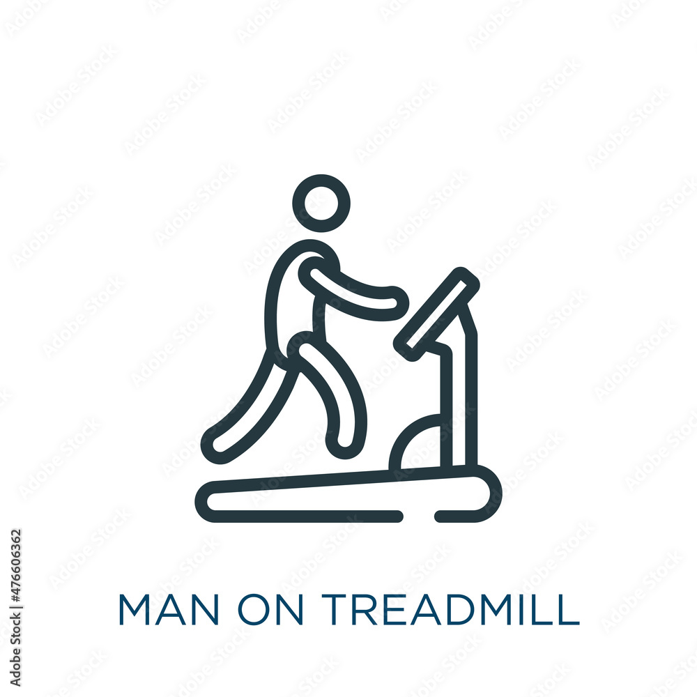 Man On Treadmill Thin Line Icon Man Body Linear Icons From Behavior Concept Isolated Outline