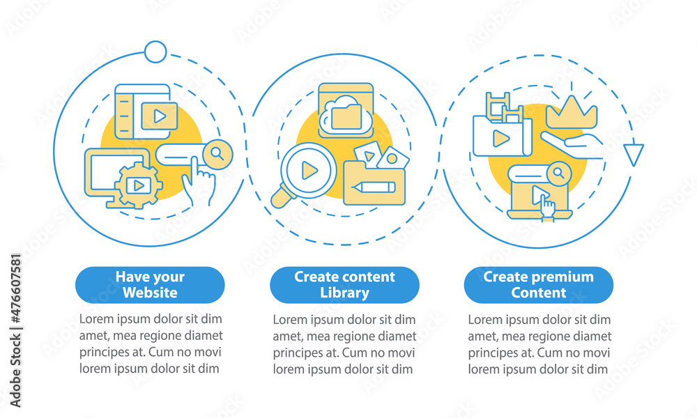 Video on demand blue circle infographic template. Data visualization ...