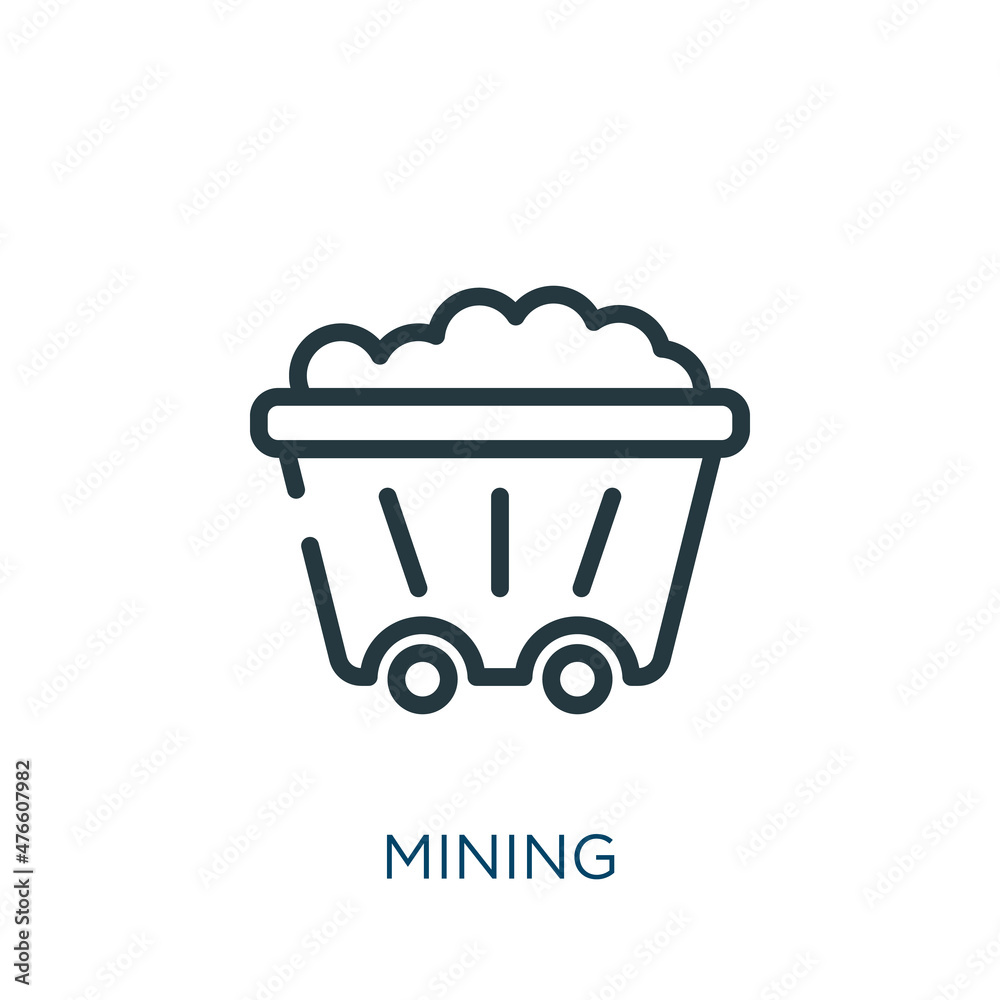 mining thin line icon. coal, industrial linear icons from industry ...