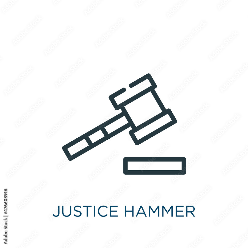 justice hammer thin line icon. trial, judge linear icons from real ...
