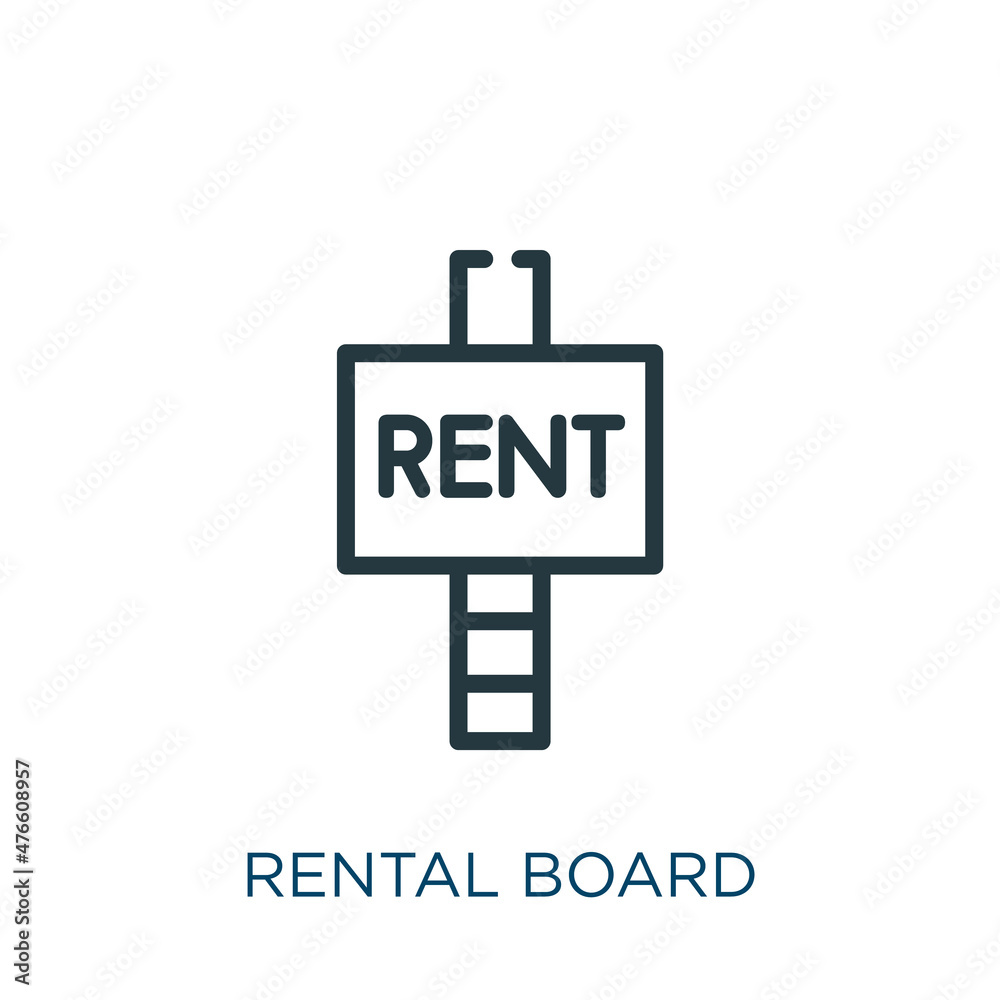 rental board thin line icon. hostel, bed and breakfast linear icons ...
