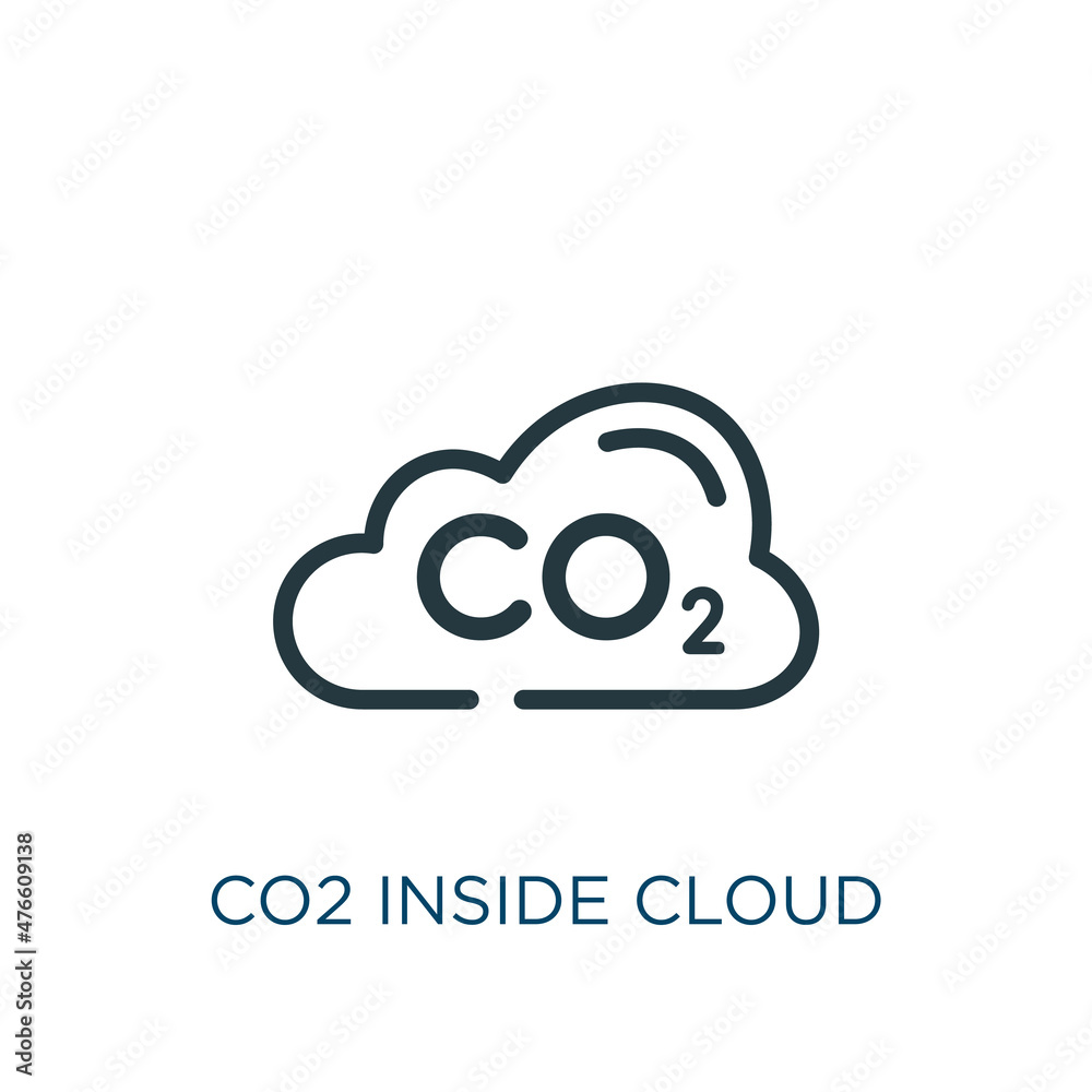 co2 inside cloud thin line icon. cloud, co2 linear icons from industry ...